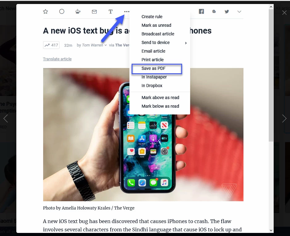 Save articles as PDF files | Inoreader blog