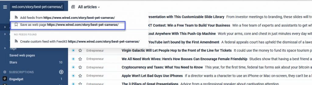 Save web pages straight to Inoreader | Inoreader blog