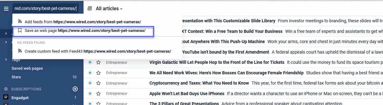Save web pages straight to Inoreader | Inoreader blog