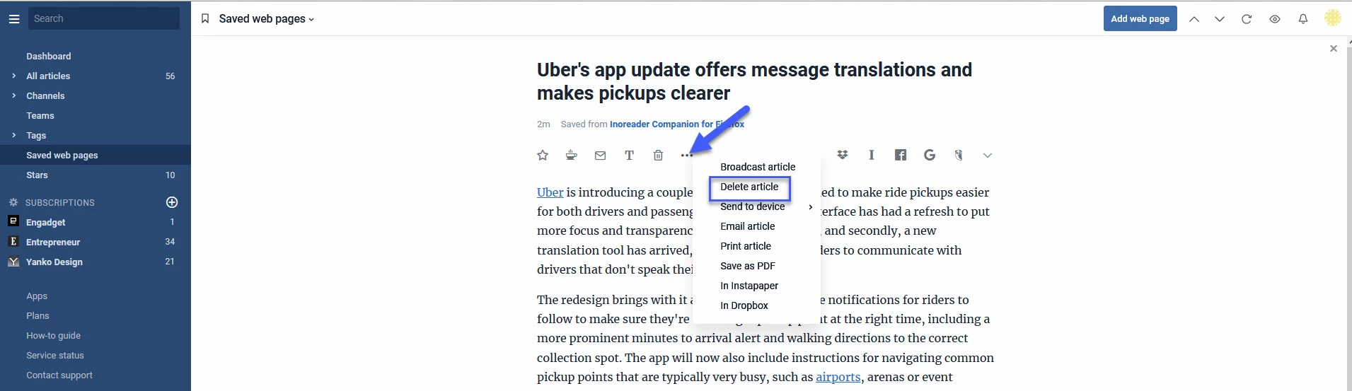 Save web pages straight to Inoreader | Inoreader blog