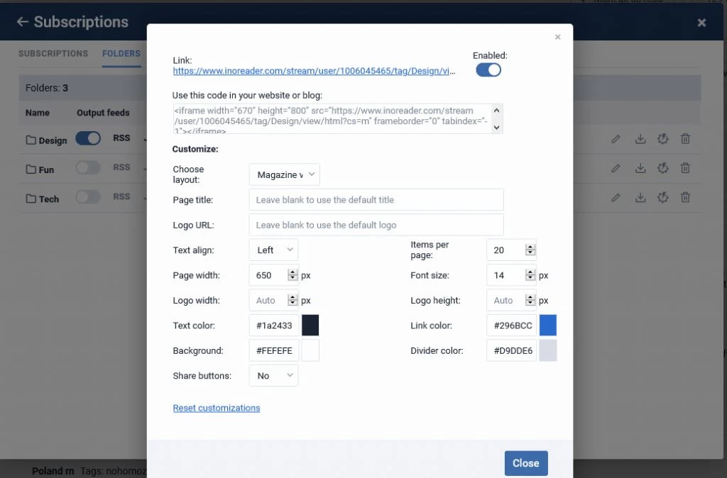 Inoreader How To Share Your Personal Feeds And Html Clips Inoreader Blog
