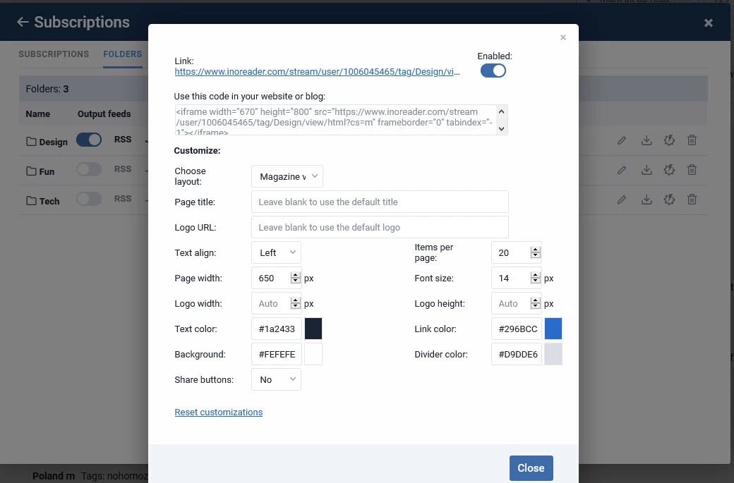 Inoreader How To Share Your Personal Feeds And Html Clips Inoreader Blog