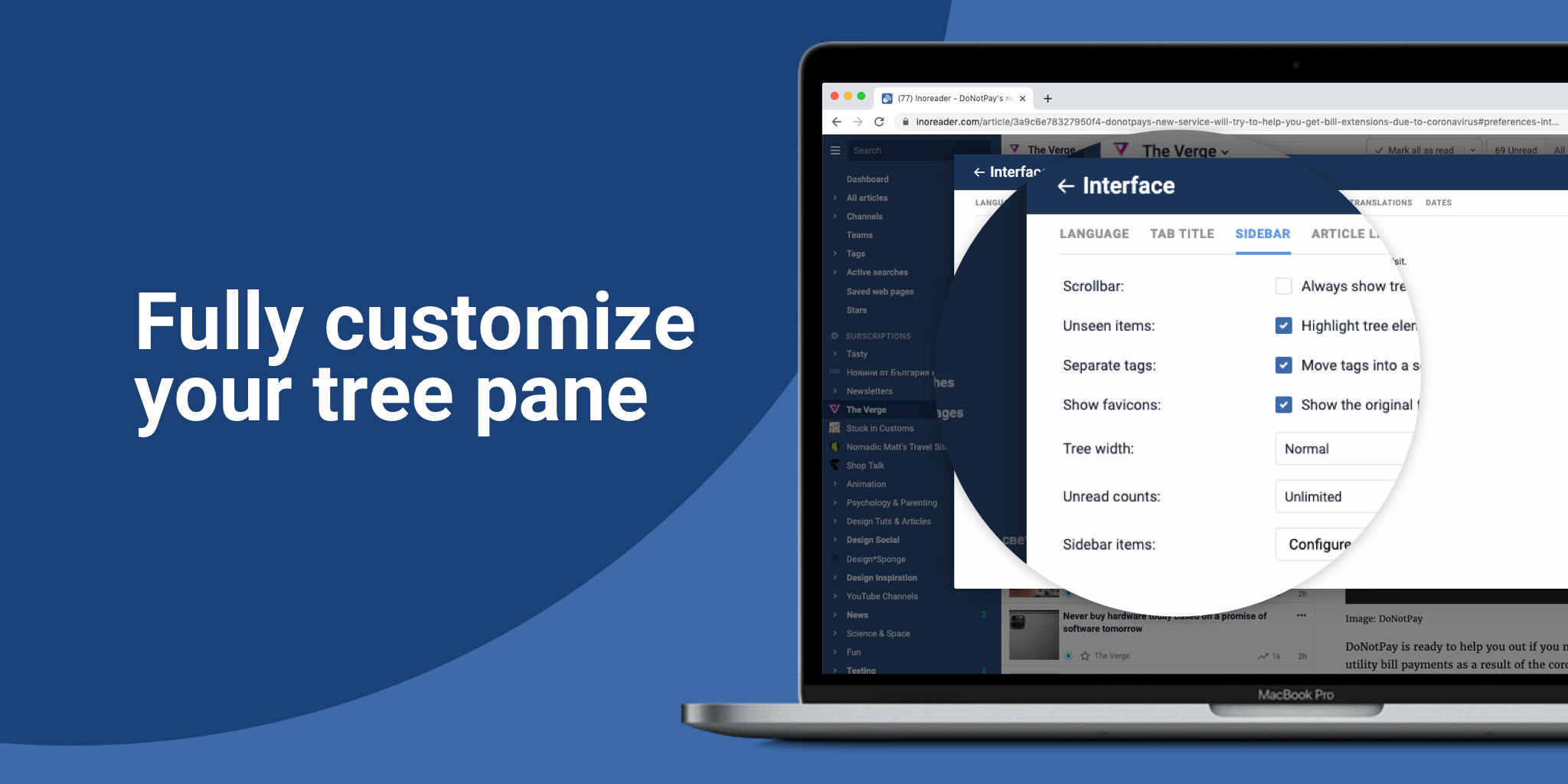 Fully customize your tree pane | Inoreader blog