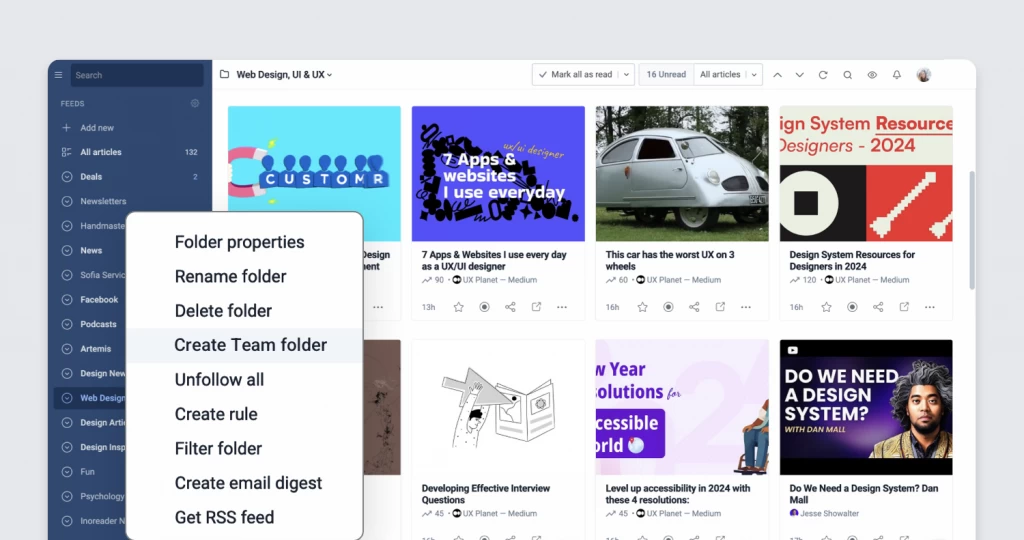 Manage shared feeds with new Team folders | Inoreader blog