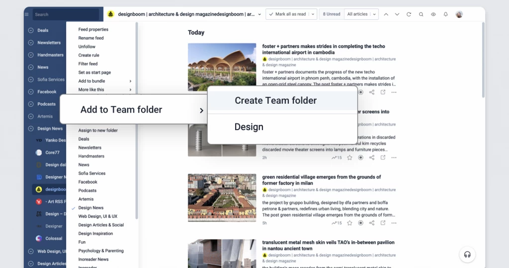 Manage shared feeds with new Team folders | Inoreader blog