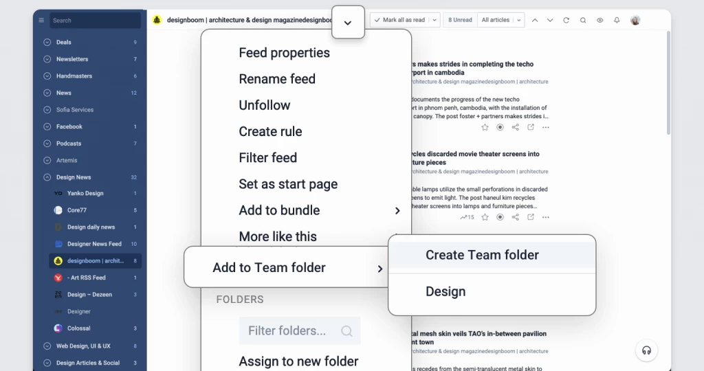 Manage shared feeds with new Team folders | Inoreader blog