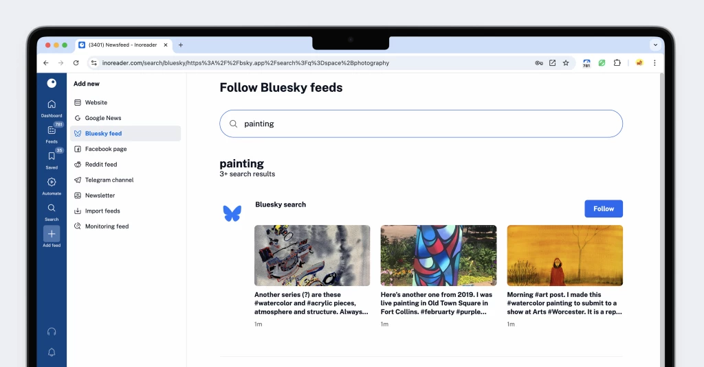 Introducing Bluesky integration | Inoreader blog