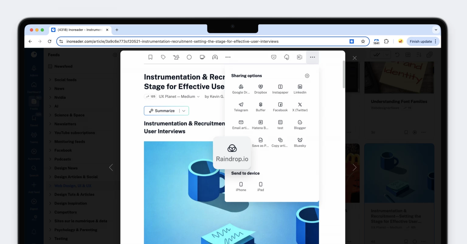 Raindrop.io integration now available in Inoreader | Inoreader blog